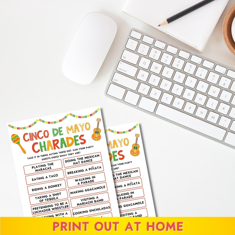 Cinco De Mayo Printable Charades Game, Fiesta Party, Family Game Night ...
