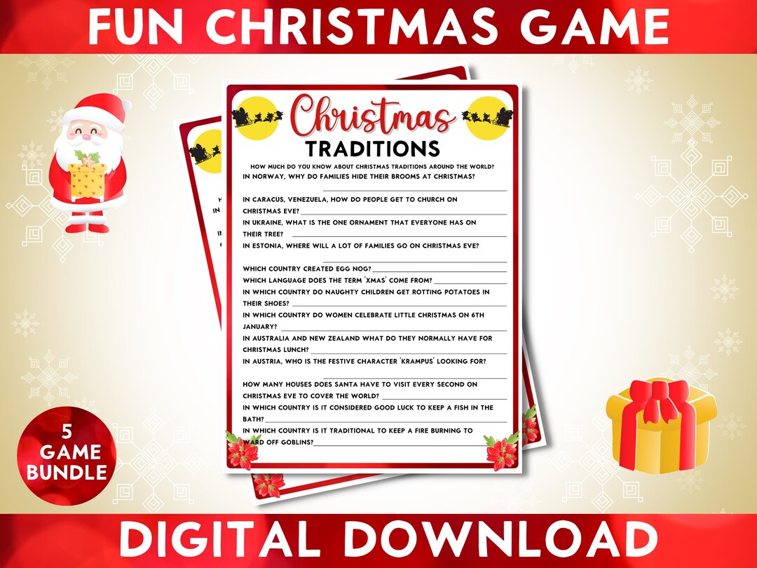 Christmas Traditions Printable Quiz, Digital Download, Party Game ...