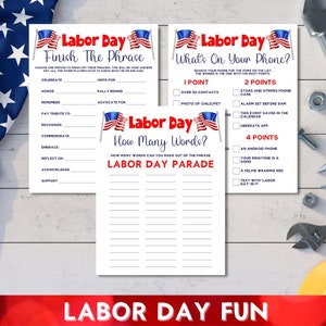 Labor Day Games Bundle, Printable, Trivia Quiz, Patriotic Party Game ...