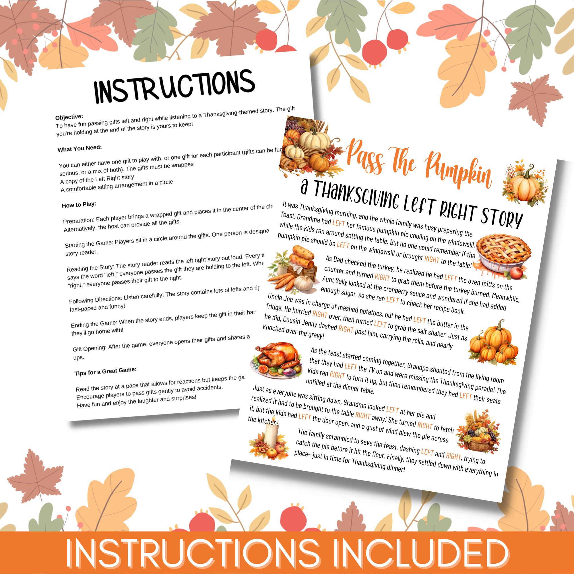 Pass the Pumpkin Game Printable, Thanksiving Party Activity for Kids ...