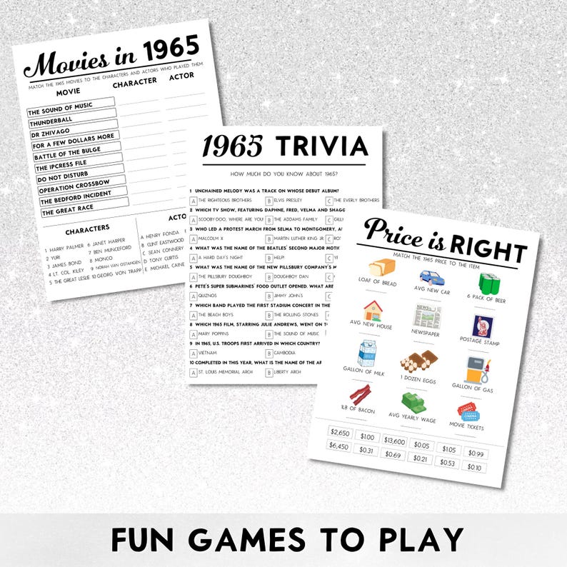 61st Anniversary Party Games, Married in 1965 (instant Download) - Etsy
