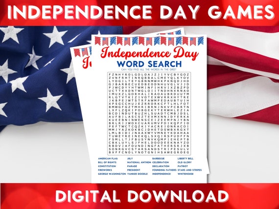 Printable Independence Day Word Search Game Family Fun - Etsy