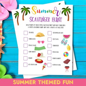 Summer Scavenger Hunt Game, Printable Activity, Pool Party, Family Fun ...