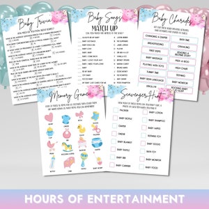 Gender Reveal Games Bundle, Blue Pink Gender Reveal, Party Games, Editable, Gender Reveal Games ...
