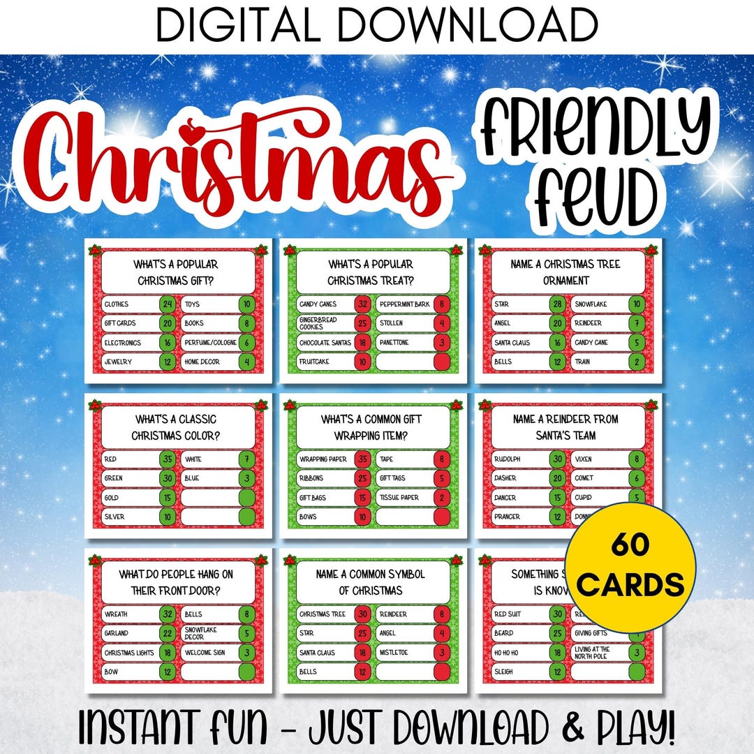 Christmas Friendly Feud Game, Fun Family Christmas Party Game ...