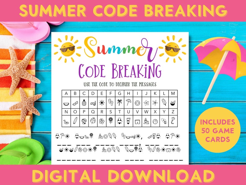 Summer Code Breaking Activity Printable Activities Pool - Etsy UK