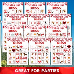 Canada Day Printable Bingo Game, 20 Unique Bingo Cards, Day, Family Fun ...