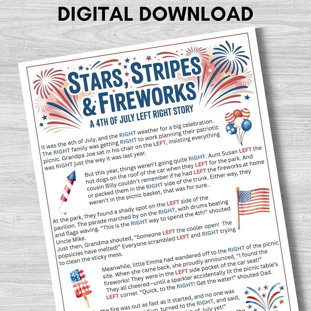 Left Right 4th of July Game – Printable Party Fun – Stars, Stripes ...