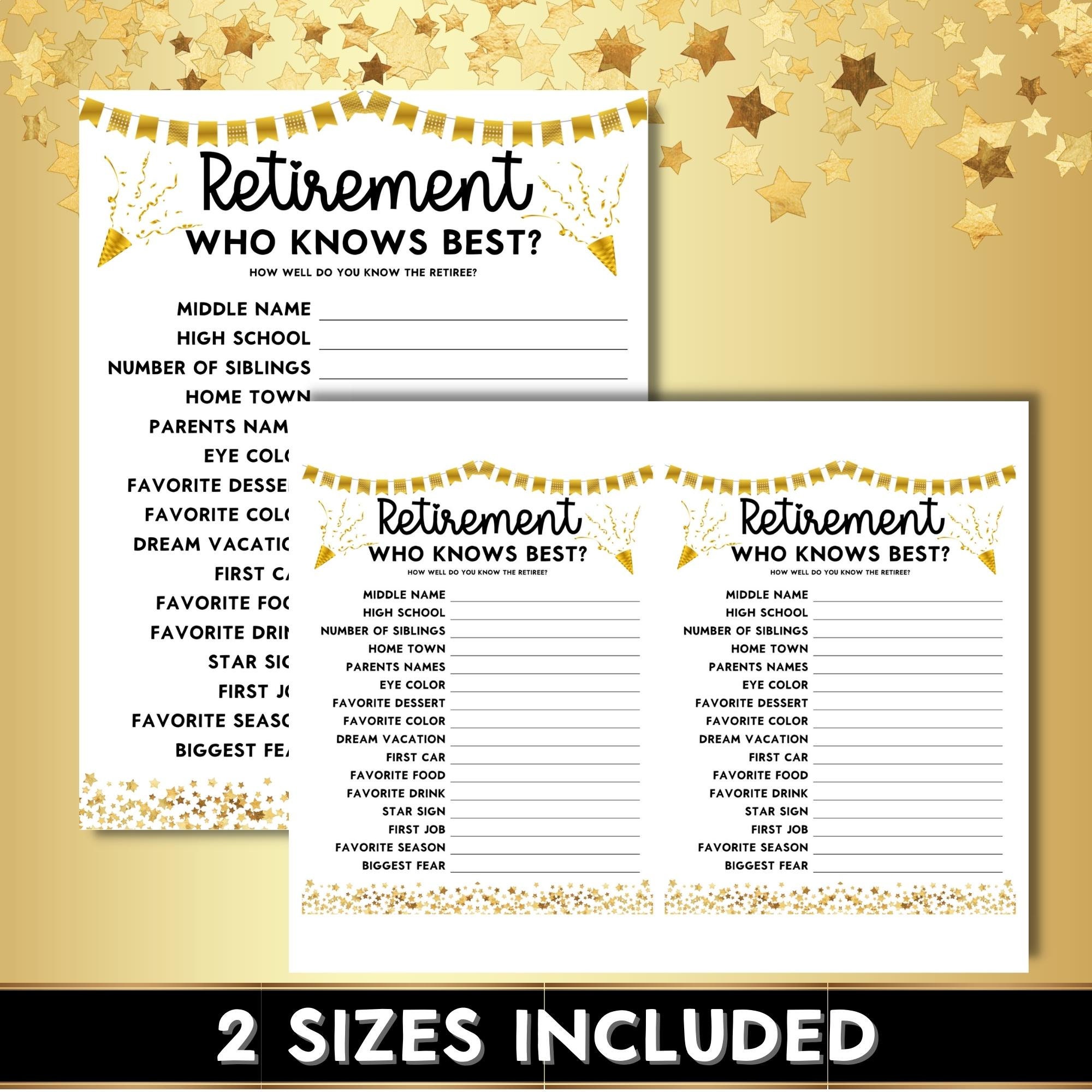 Printable Retirement Party Who Knows Best Game, Icebreaker, Work Party ...
