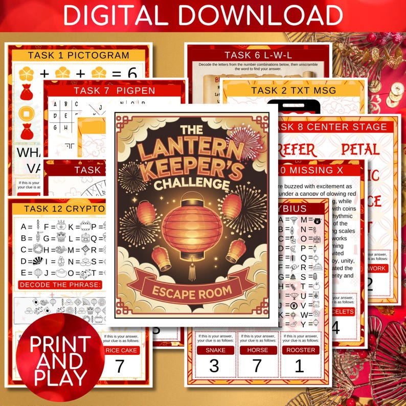 Lunar New Year Escape Room for Kids, Printable Escape Room Kit, Fun ...