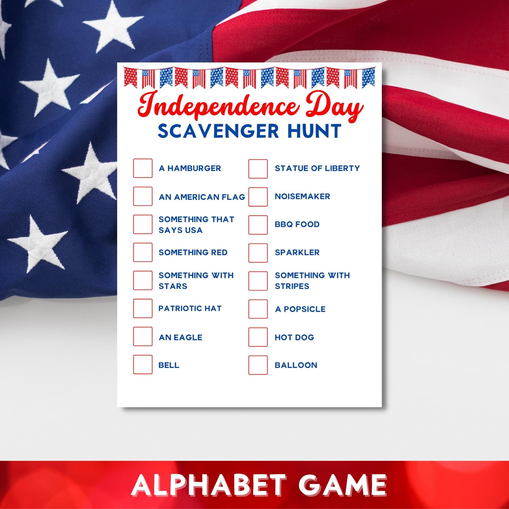 Printable Independence Day Scavenger Hunt Game Family Fun - Etsy