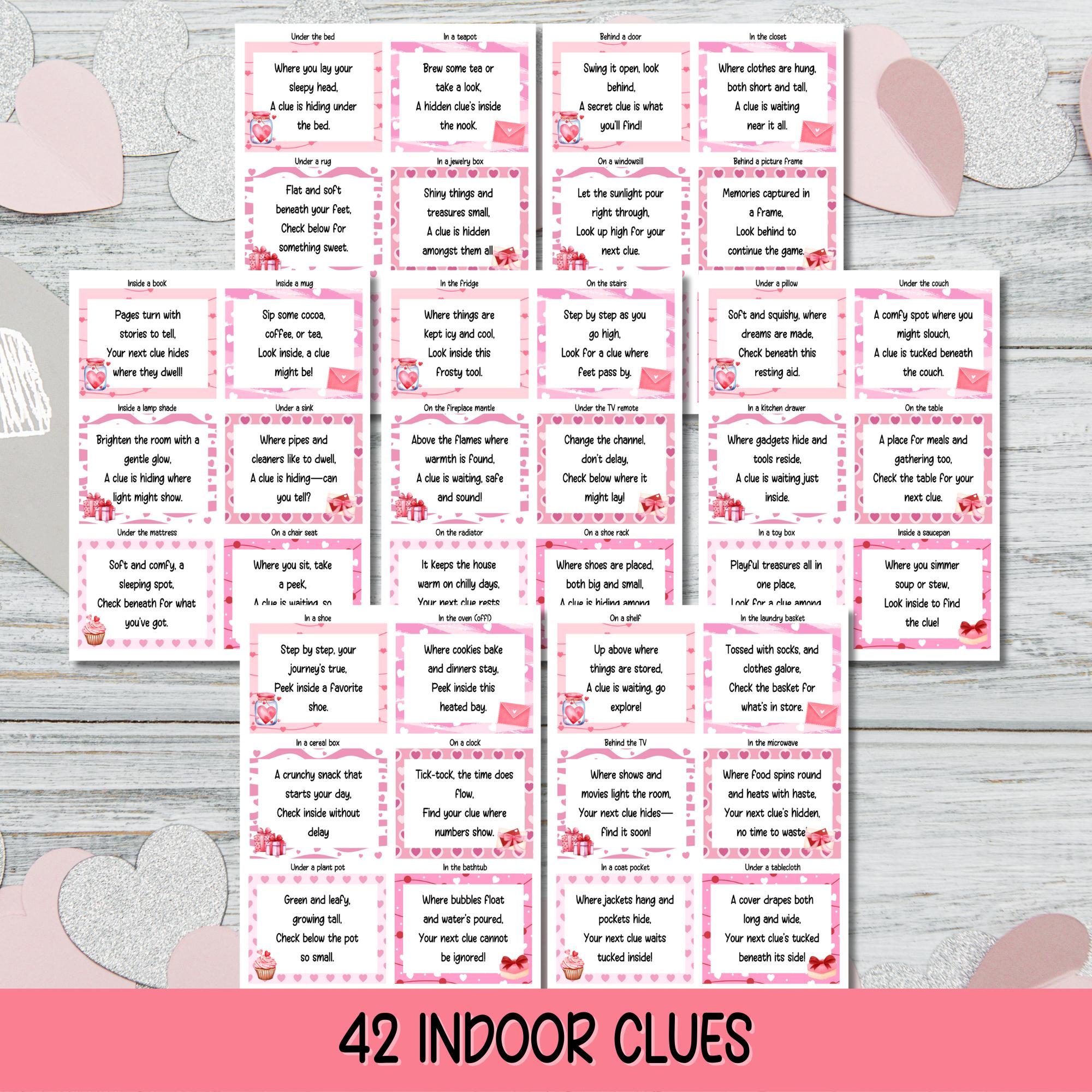 Valentines Scavenger Hunt for Kids, Indoor Valentine Game, Treasure ...