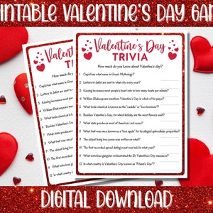 Printable Valentine's Day Trivia Quiz Party Game, Instant Download - Etsy