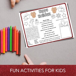 Printable Christmas Activity Sheet Placemats for Kids, Instant Download ...