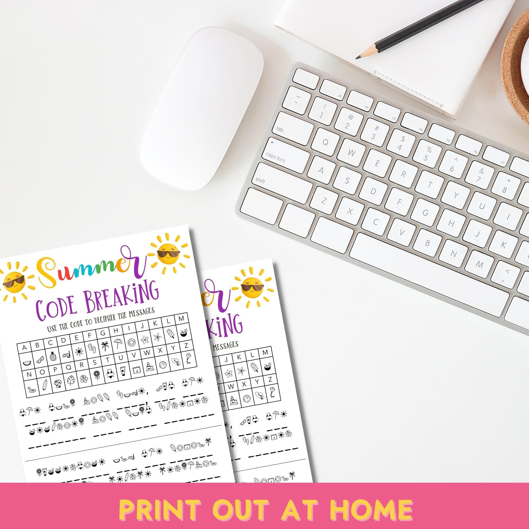 Summer Code Breaking Activity, Printable Activities, Pool Party, Family ...