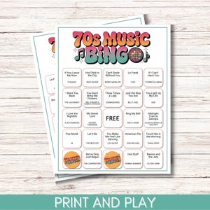 70s Music Bingo Game – 100 Printable Cards – Fun Party Activity With ...