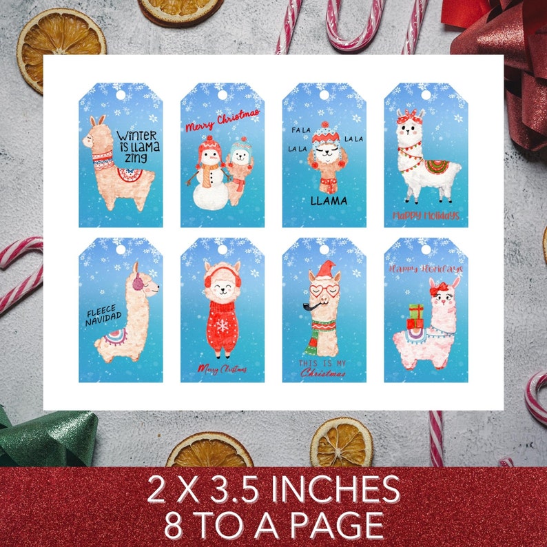 Printable Christmas Llama Gift Tags, Set of 8 (digital Download) - Etsy