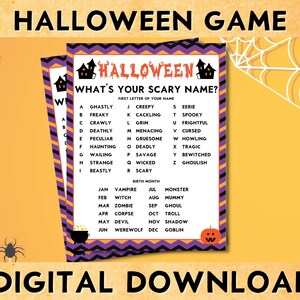 Printable Halloween What's Your Scary Name Activity, Party Game ...