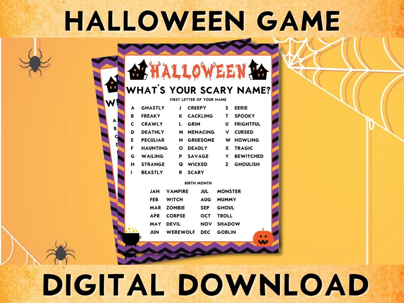 Printable Halloween What's Your Scary Name Activity Party - Etsy