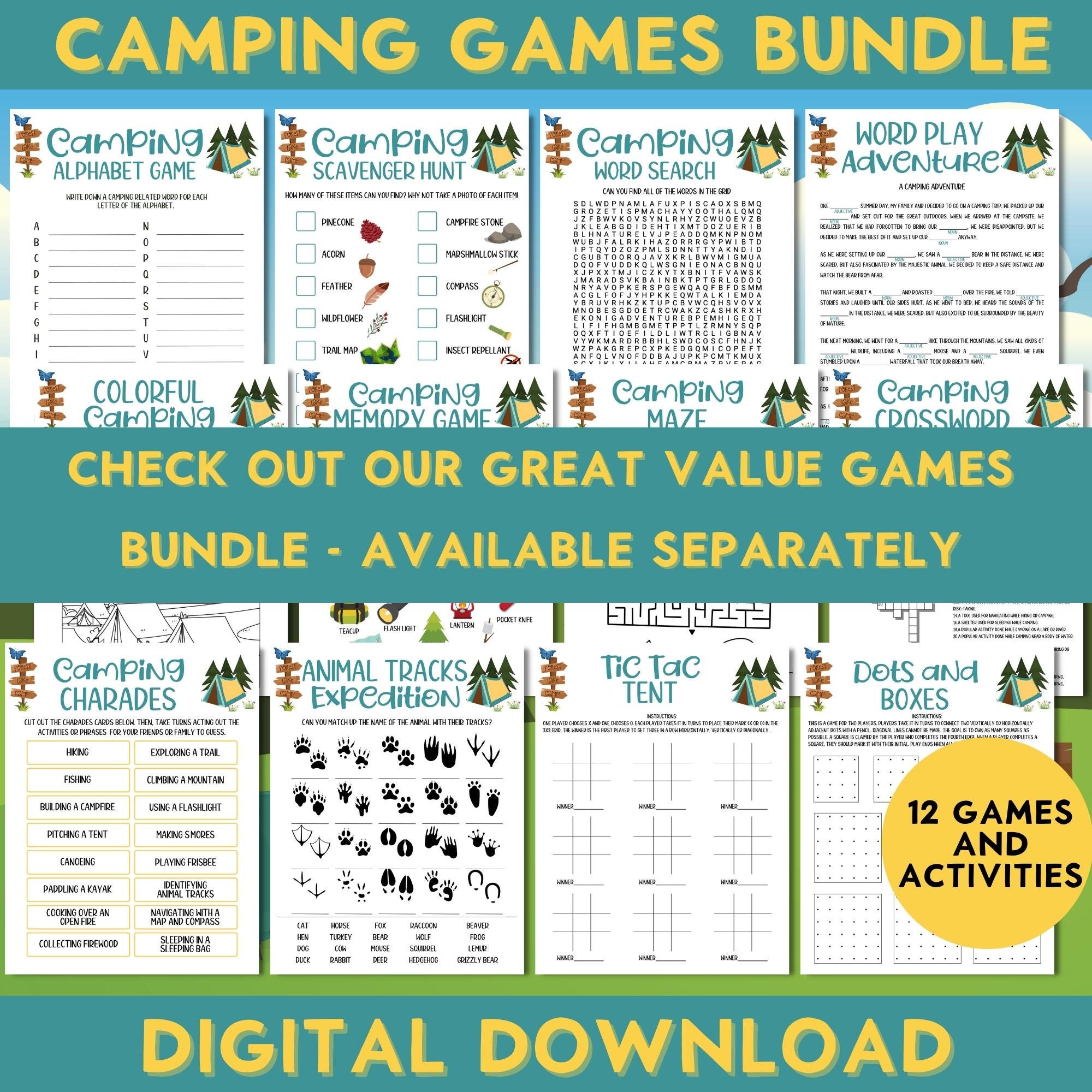 Camping Word Search Game, Printable Camping Trip Game, Summer Camp ...