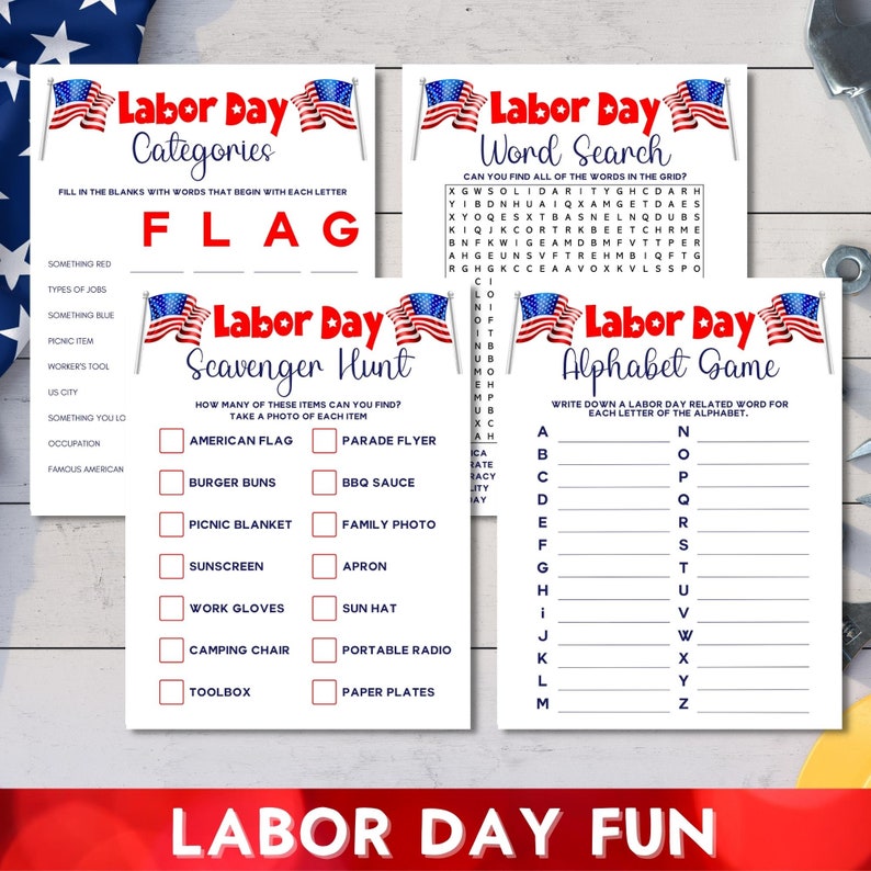 Labor Day Games Bundle, Printable, Trivia Quiz, Patriotic Party Game ...