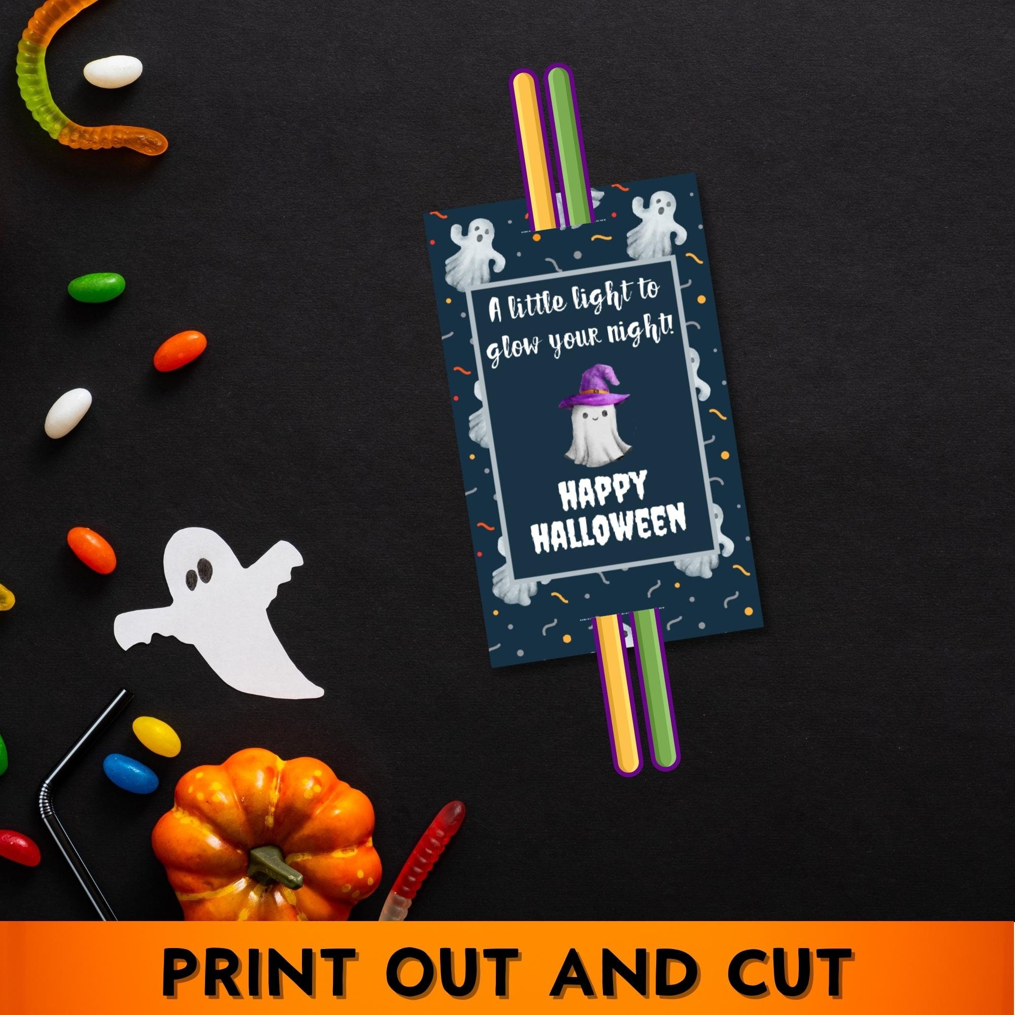 Halloween Glow Stick Tag Printable A Little to Glow Your - Etsy