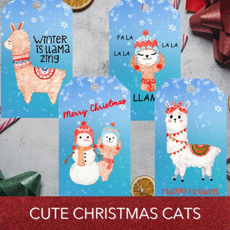 Printable Christmas Llama Gift Tags, Set of 8 (digital Download) - Etsy