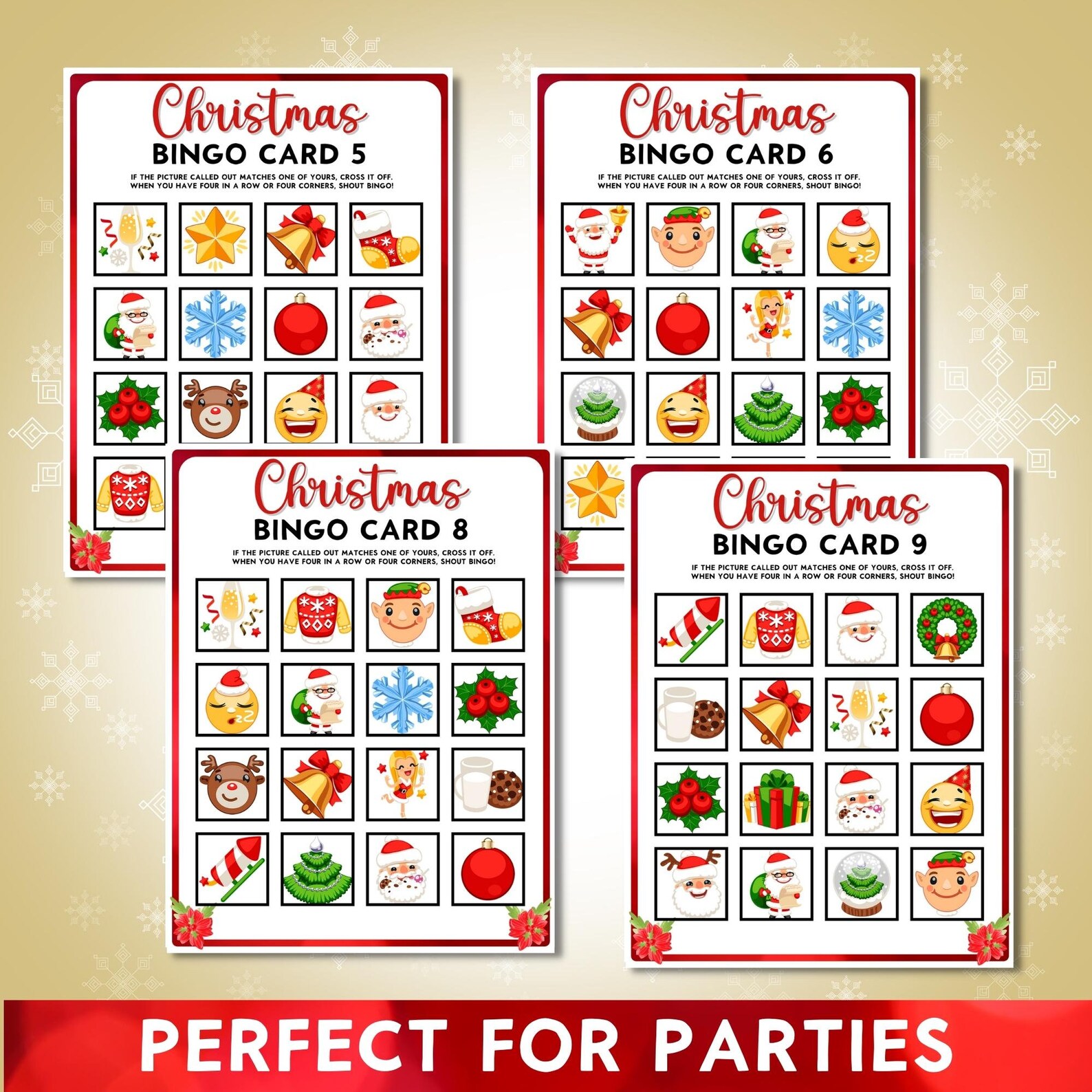 Printable Christmas Bingo Game, Instant Digital Download, 30 Unique ...