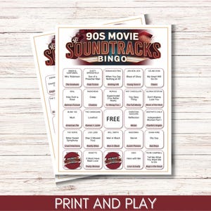 90s Movie Soundtracks Bingo – Printable Music Game With Spotify ...