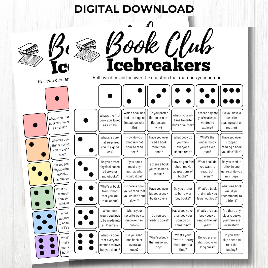 Book Club Icebreaker Game, Digital Download for Reading Groups ...