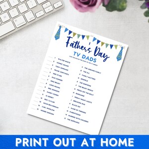 Printable Father's Day Game, Father's Day TV Dads, Family Game Night - Etsy