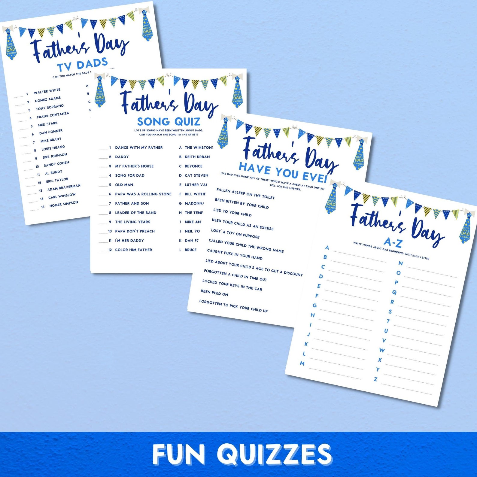 Father's Day Party Game, Father's Day Activity, Father's Day Game ...