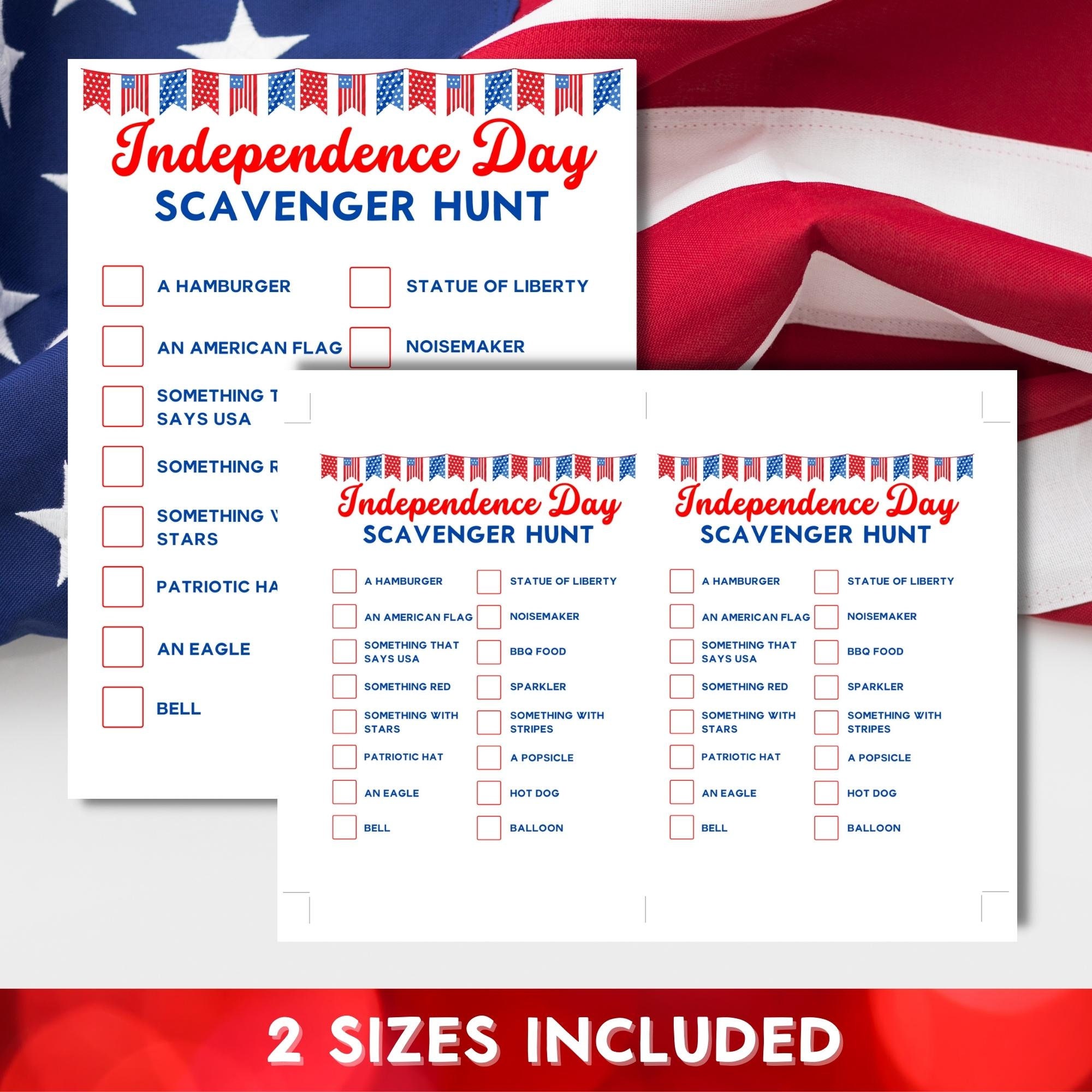 Printable Independence Day Scavenger Hunt Game Family Fun - Etsy