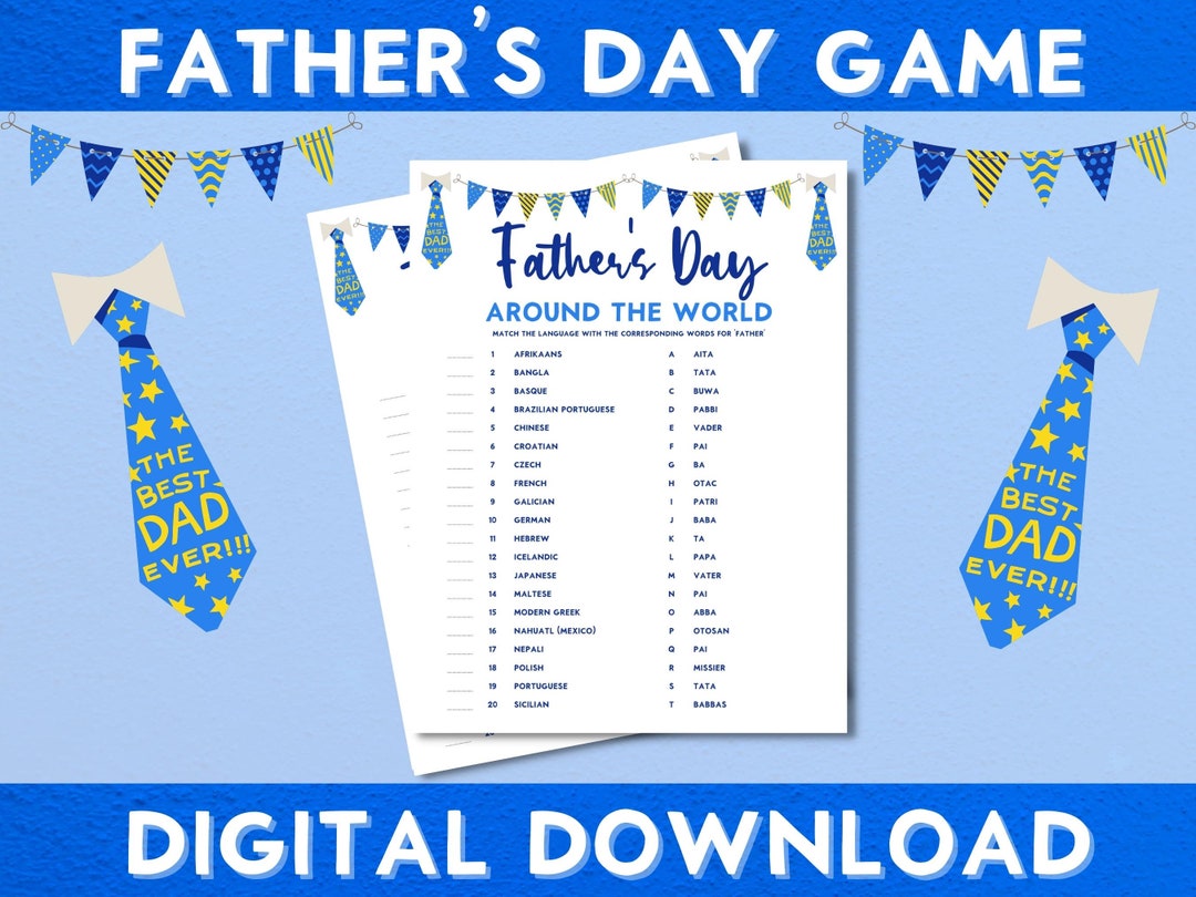 Printable Father's Day Game, Father's Day Around the World, Family Game ...