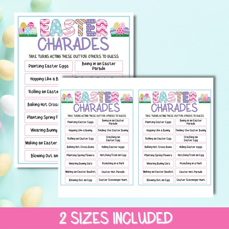 Easter Charades Game – Family Printable Activity (digital Download) - Etsy