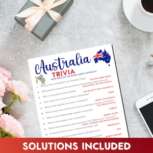 Australia Day Trivia Quiz, Australia Themed Quiz, Printable Australian ...