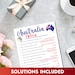 Australia Day Trivia Quiz, Australia Themed Quiz, Printable Australian ...