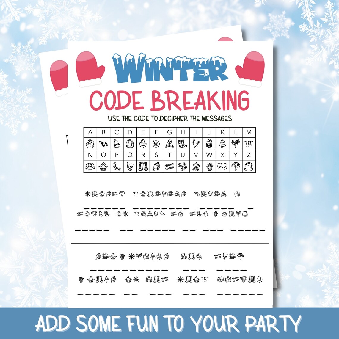 Winter Code Breaking Game, Party, Family Activities, Classroom ...