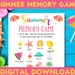 Summer Memory Game, Printable Activity, Pool Party, Family Fun, End of ...