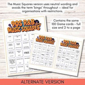 90s R&B Music Bingo, Printable Bingo Game, Throwback 90s Party Game ...