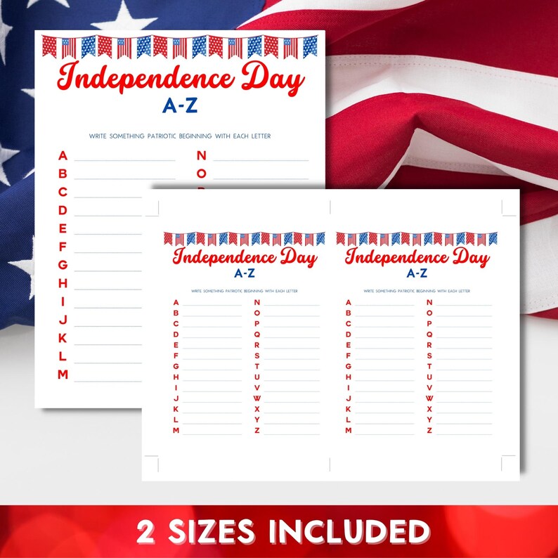 Printable Independence Day A-Z Game, Alphabet Game, Patriotic - Etsy