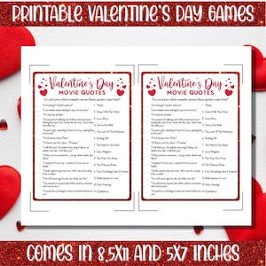 Printable Valentine's Day Movie Quotes Party Game, Instant Download - Etsy