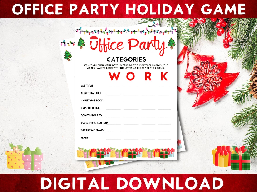 Printable Office Party Categories Holiday Games, Christmas Work Party ...