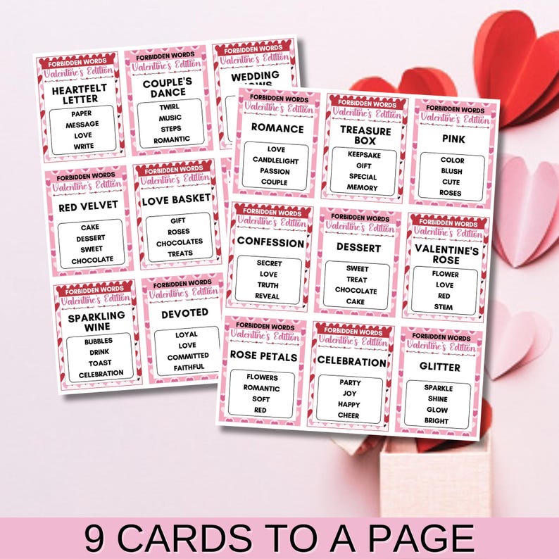 Valentine's Day Taboo Game, Forbidden Words Family Game, Fun Galentine ...