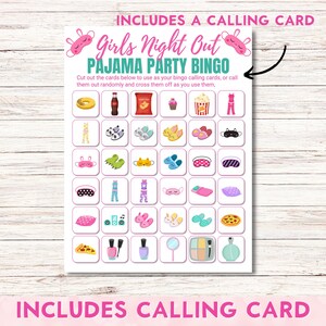 Pajama Party Bingo Game for Girls Sleepover, Birthday Party Fun ...