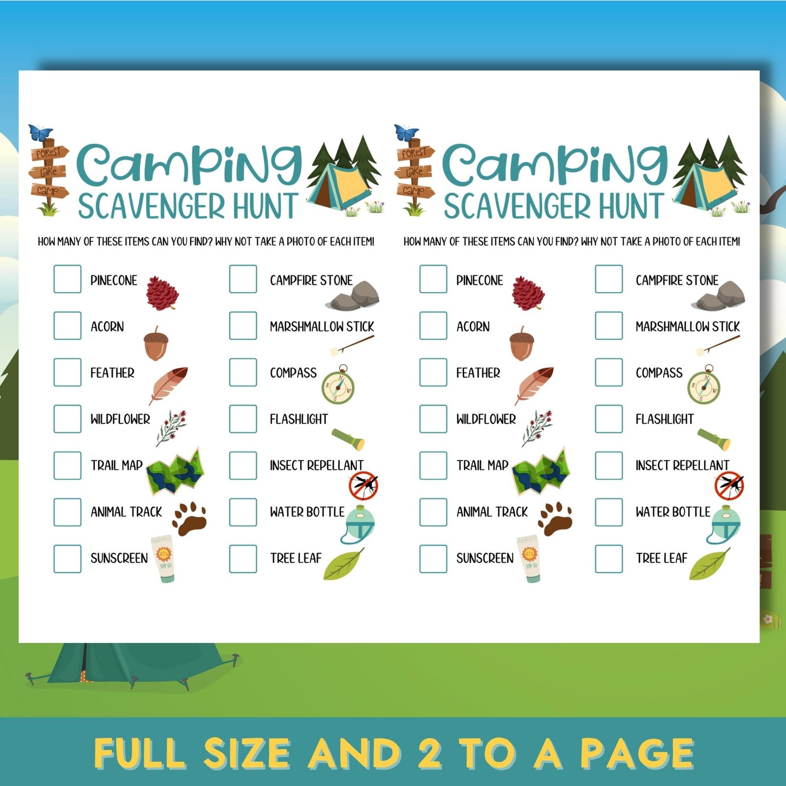 Camping Scavenger Hunt, Printable Camping Trip Game, Summer Camp ...