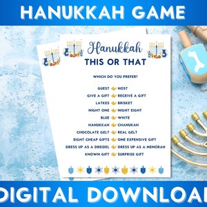 Printable Hanukkah This or That Game, Digital Download, Party Game ...