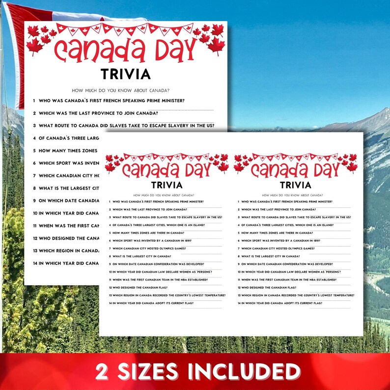 Canada Day Trivia Quiz Game, Printable, Instant Download, Party Game ...