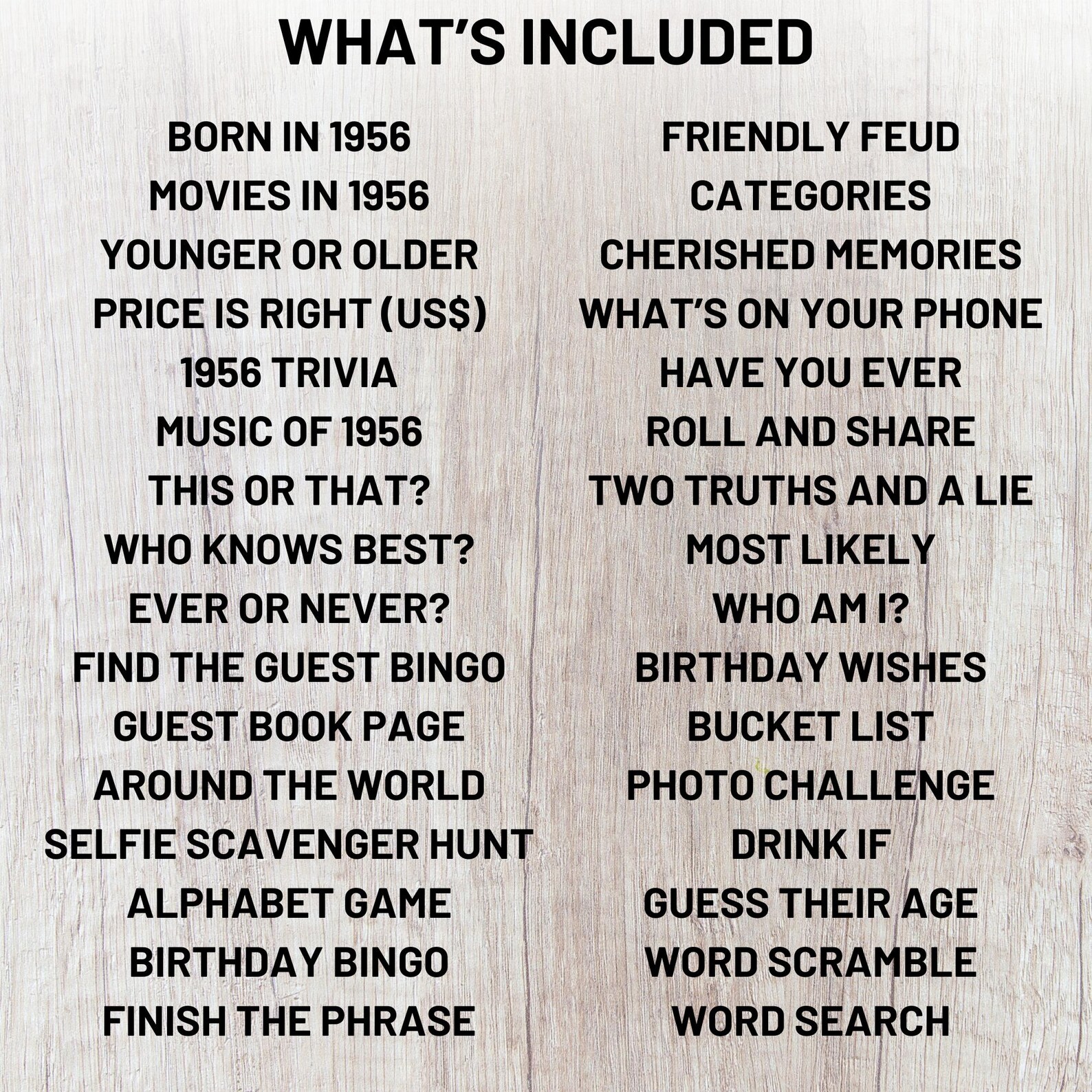 70th Birthday Party Games, Born in 1956 Trivia (digital Download) - Etsy