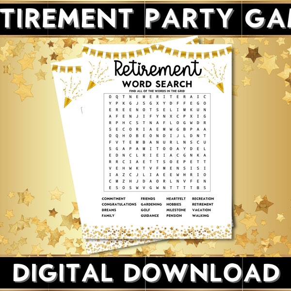 Retirement Word Search Game Printable Retirement Party Game - Etsy